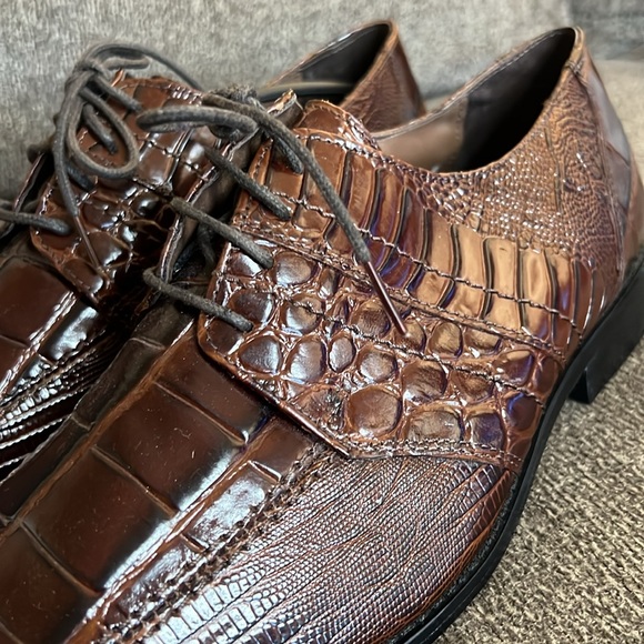 Stacy Adams | Shoes | Stacy Adams Brown Leather Crocodile Print Dress ...